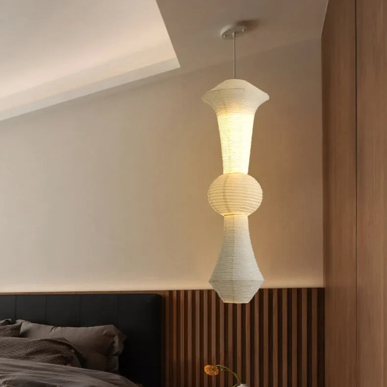 Sculptural Akari Rice Paper Pendant Lamp C – Moonlight Casa