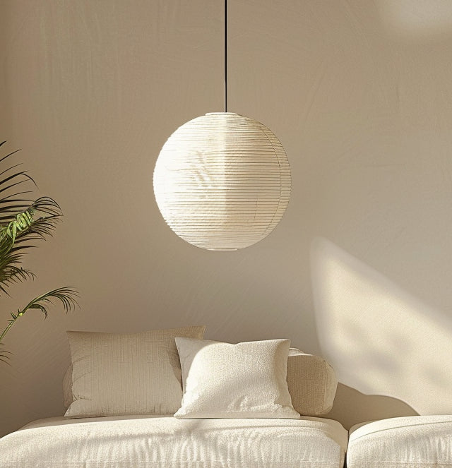 Round Rice Paper Hanging Lamp – Moonlight Casa Co.